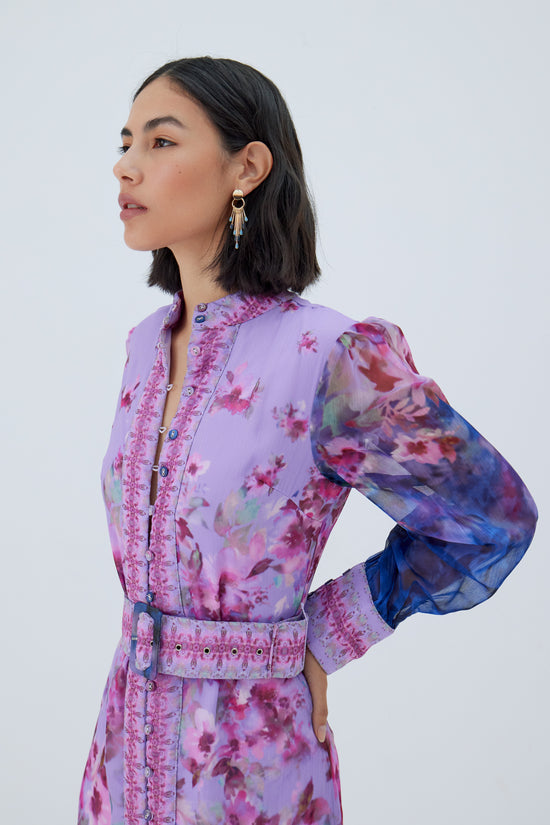 Freya Lilac Printed Dress | RAISHMA STUDIO UK – Raishma