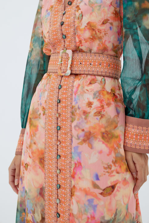 Freya Coral Printed Dress | RAISHMA STUDIO UK – Raishma