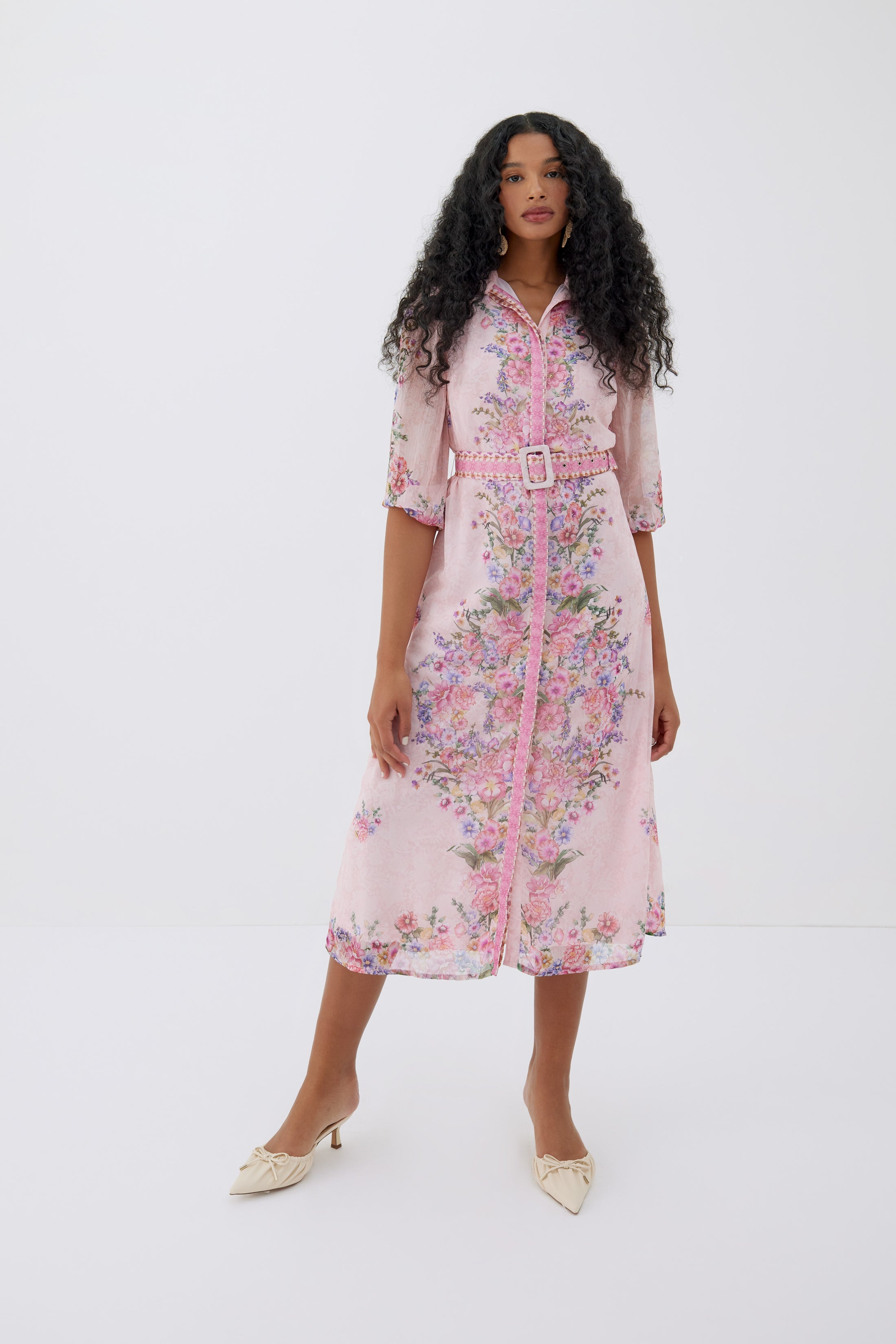 Pink Rose Printed Dress | RAISHMA STUDIO UK – Raishma