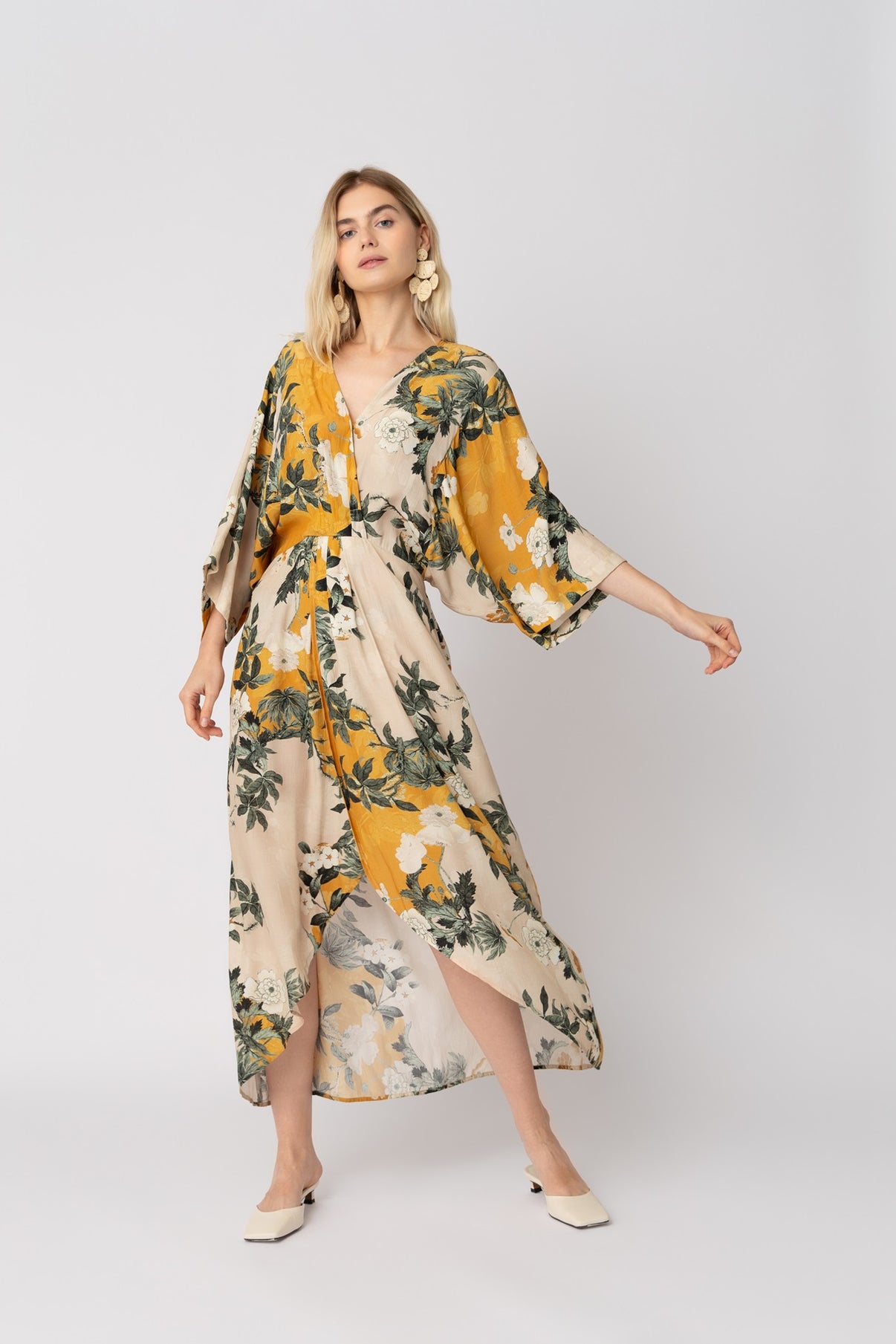 Sophia Yellow Printed Dress | RAISHMA STUDIO UK – Raishma